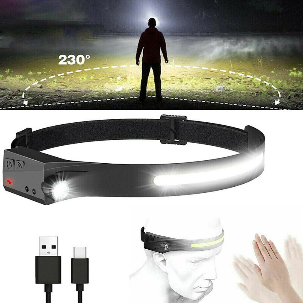 Rechargeable Outdoors LED Motion Sensor Running Headlamp Flashlight ...