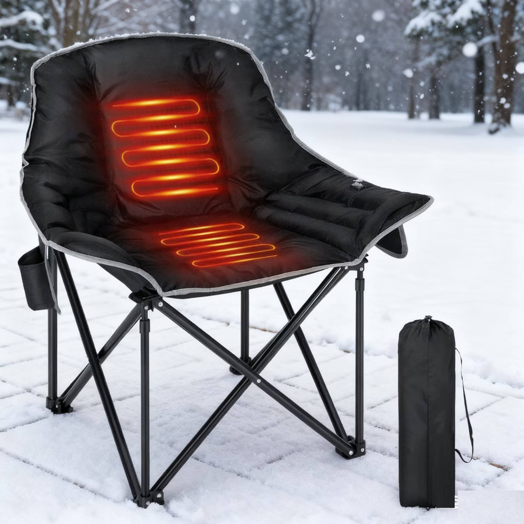 Oversized Heated Camping Chair with Power Bank – Until Times Up